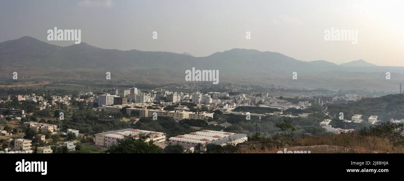 Panoramas of new Indian cities in the province. Deccan plateau Stock ...