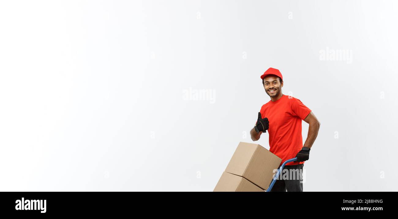 Delivery Concept - Portrait of Handsome African American delivery man ...