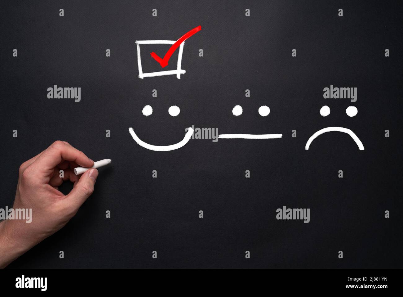 Good mood concept. The person drew different emoticons Stock Photo - Alamy