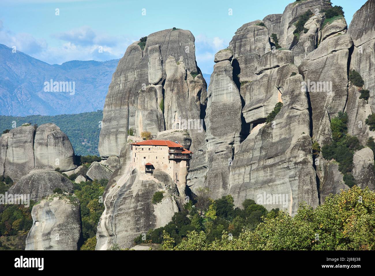 Meteora monasteries in the mountains in Greece Stock Photo - Alamy