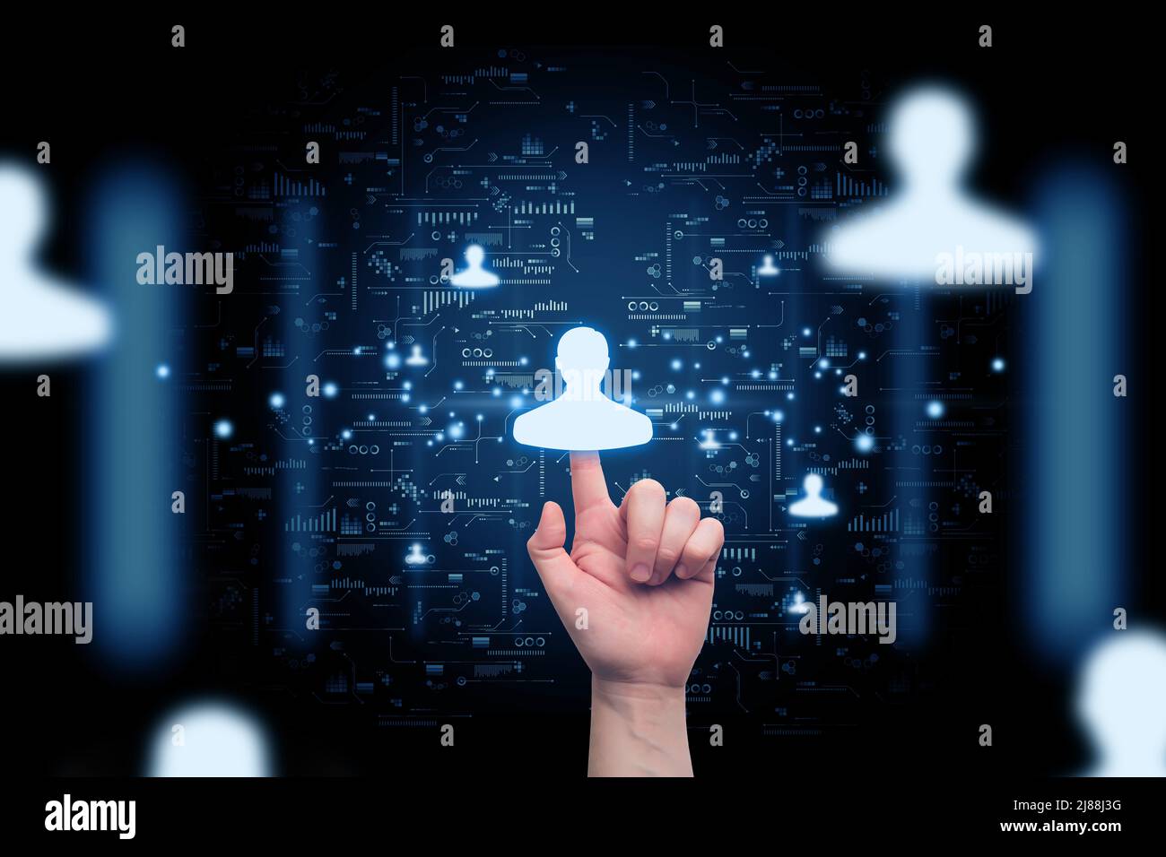 HR or Human resources. Abstract selection of employees for work in the ...