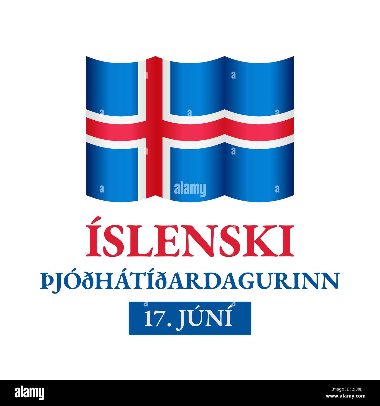 Iceland National Day typography poster in Icelandic language. Holiday ...