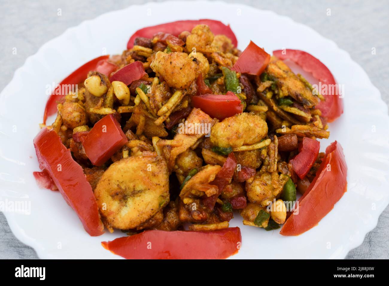 Farali bhelpuri made with faradi ingredients like banana chips, sago ...