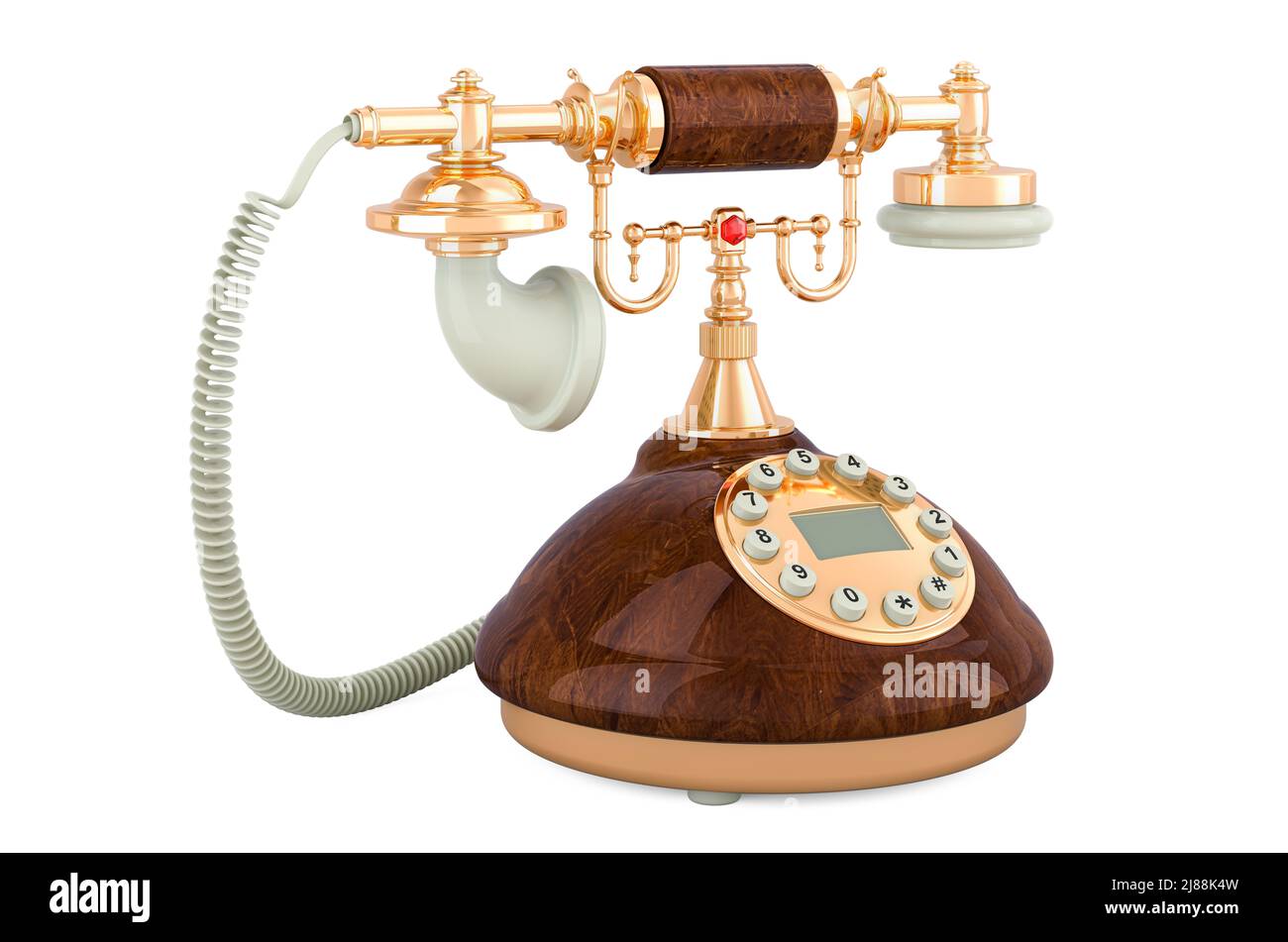 retro old-fashioned phone, 3D rendering isolated on white background ...