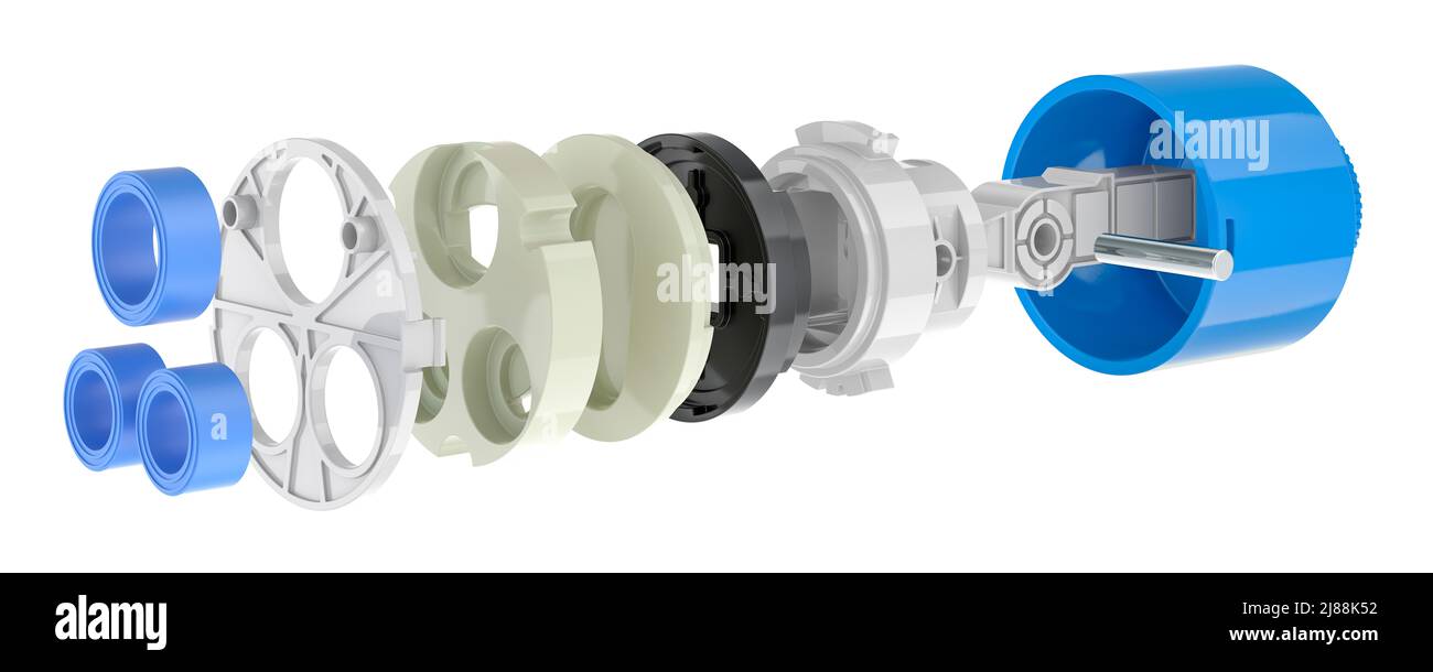 Parts of Replacement Ceramic Disc Faucet Cartridge. 3D rendering ...