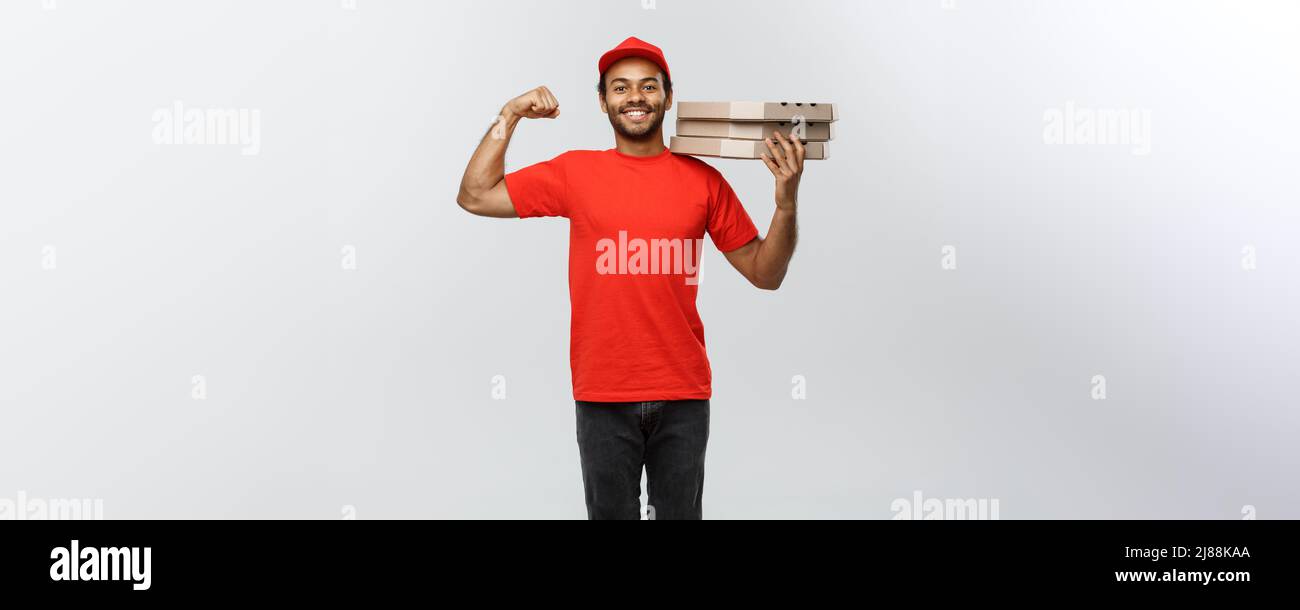 Delivery Concept - Portrait of Strong African American delivery man ...