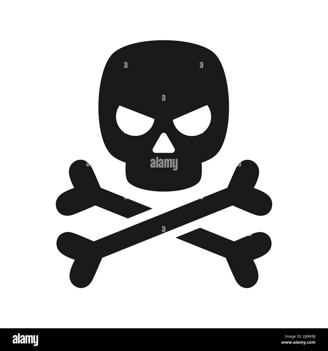 Simple cartoon evil skull with crossbones vector illustration Stock Vector Image & Art - Alamy