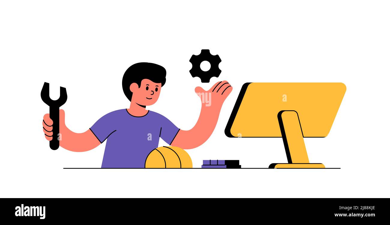 Cartoon man in work gear Stock Vector Images - Alamy