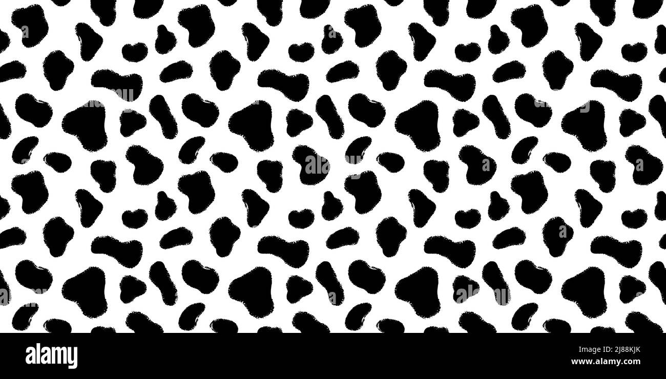 Texture fur dog dalmatian or cow vector illustration. Animal skin with black ink hand drawn ...