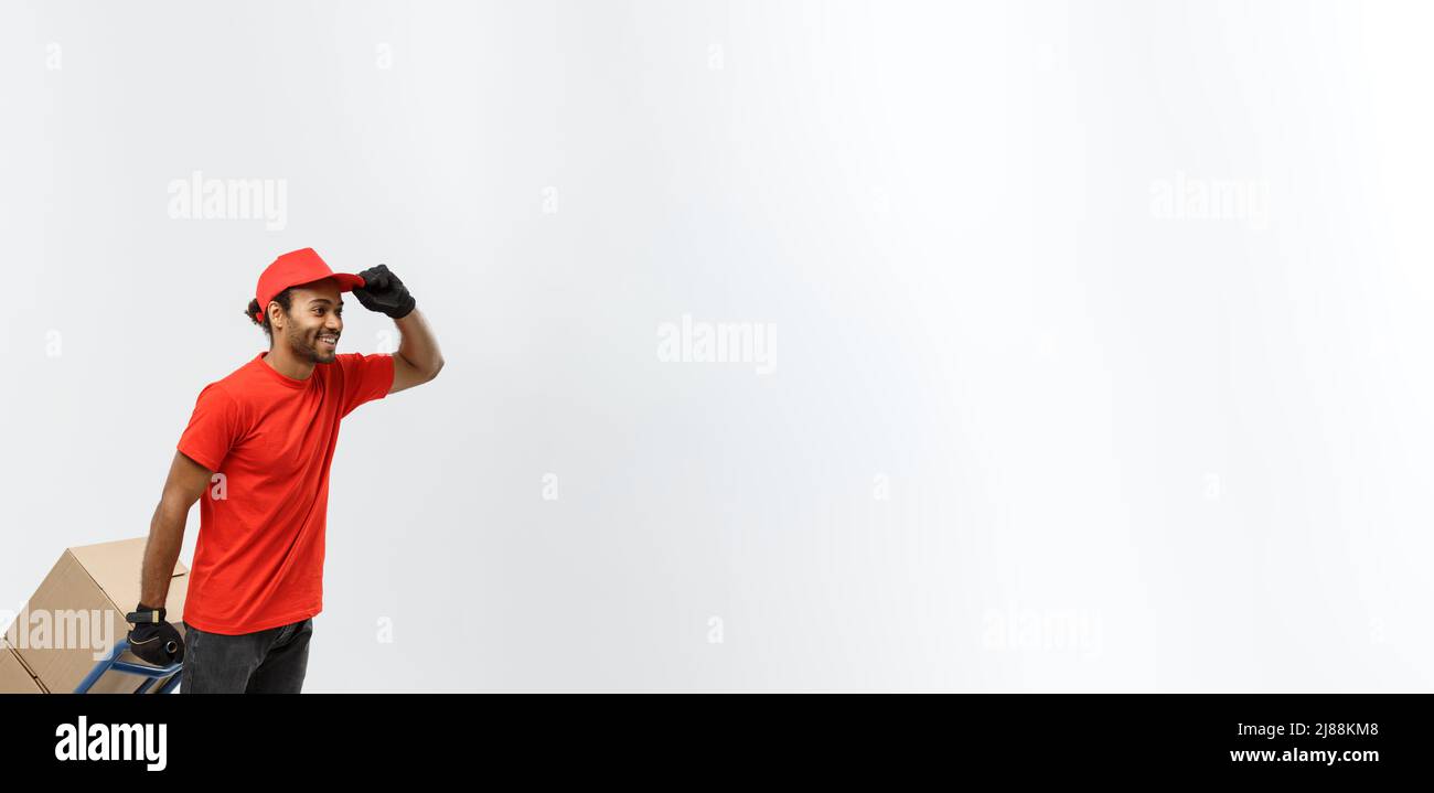 Delivery Concept - Portrait of Handsome African American delivery man ...