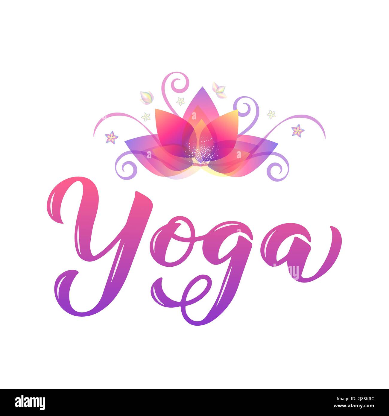 Yoga calligraphy hand lettering. Easy to edit vector template for logo ...