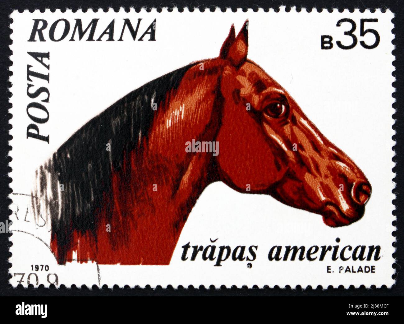 ROMANIA - CIRCA 1970: a stamp printed in the Romania shows American ...