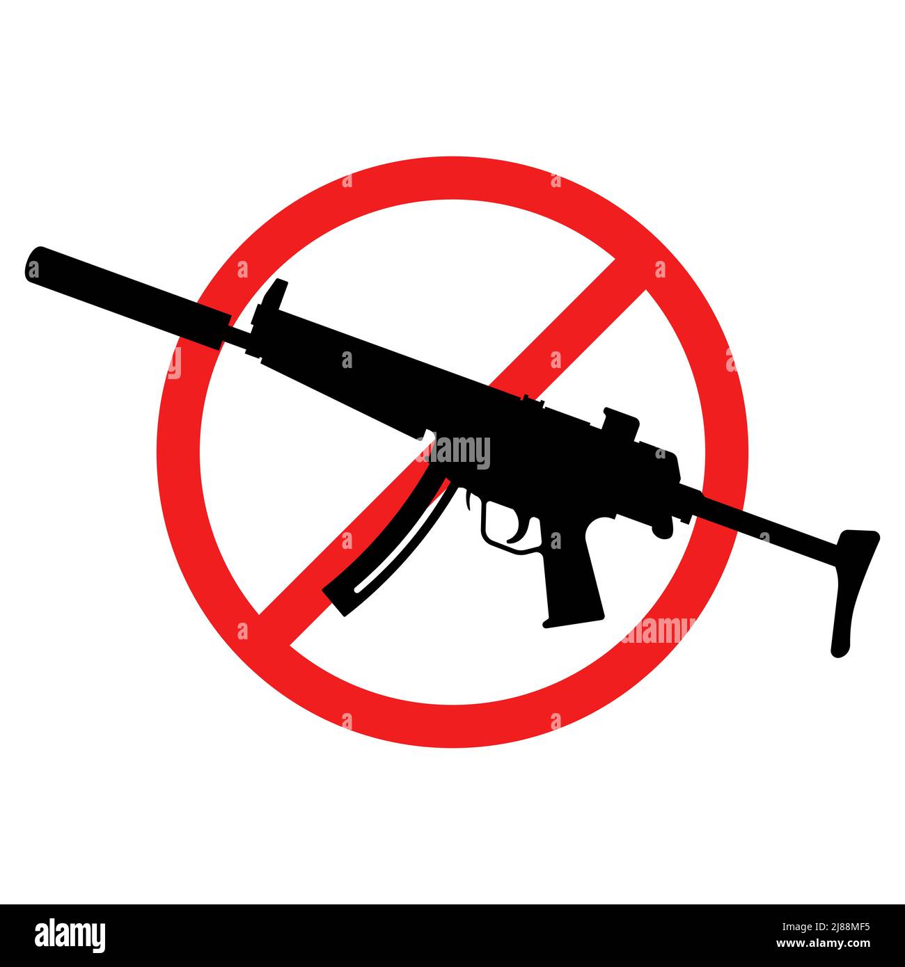 No rifle sign. No weapons sign. No guns icon. Red round prohibition ...