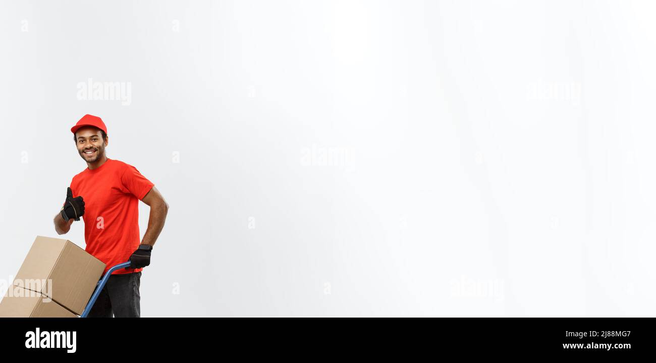 Delivery Concept - Portrait of Handsome African American delivery man ...
