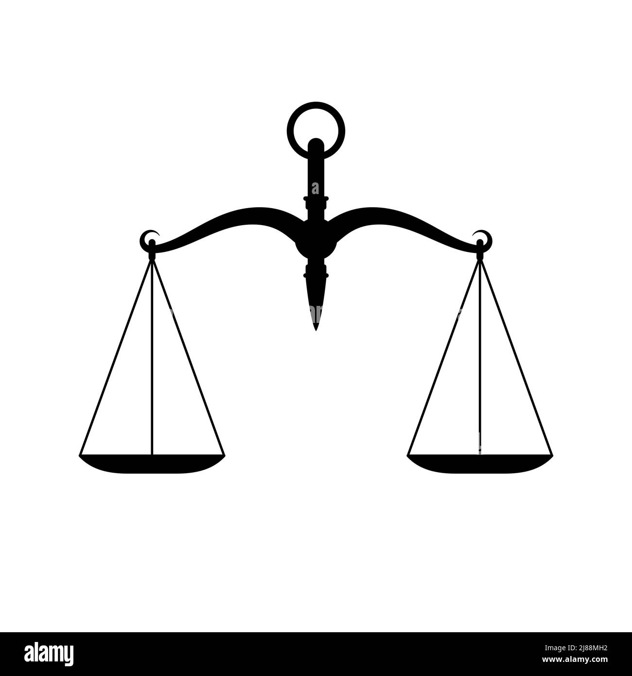 Scales justice icon. Silhouette of court scales. Black sign of scales ...