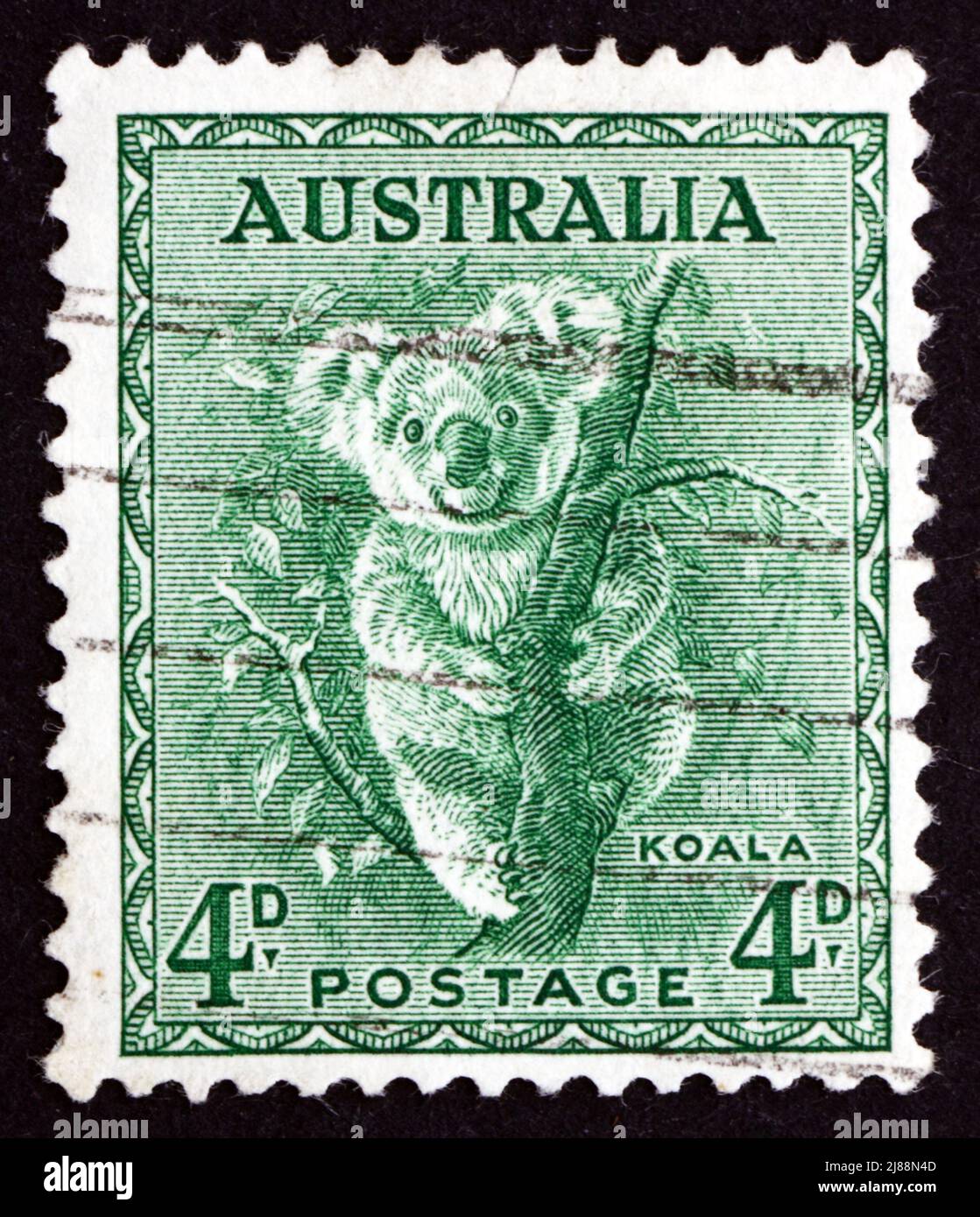AUSTRALIA - CIRCA 1942: a stamp printed in the Australia shows Koala ...