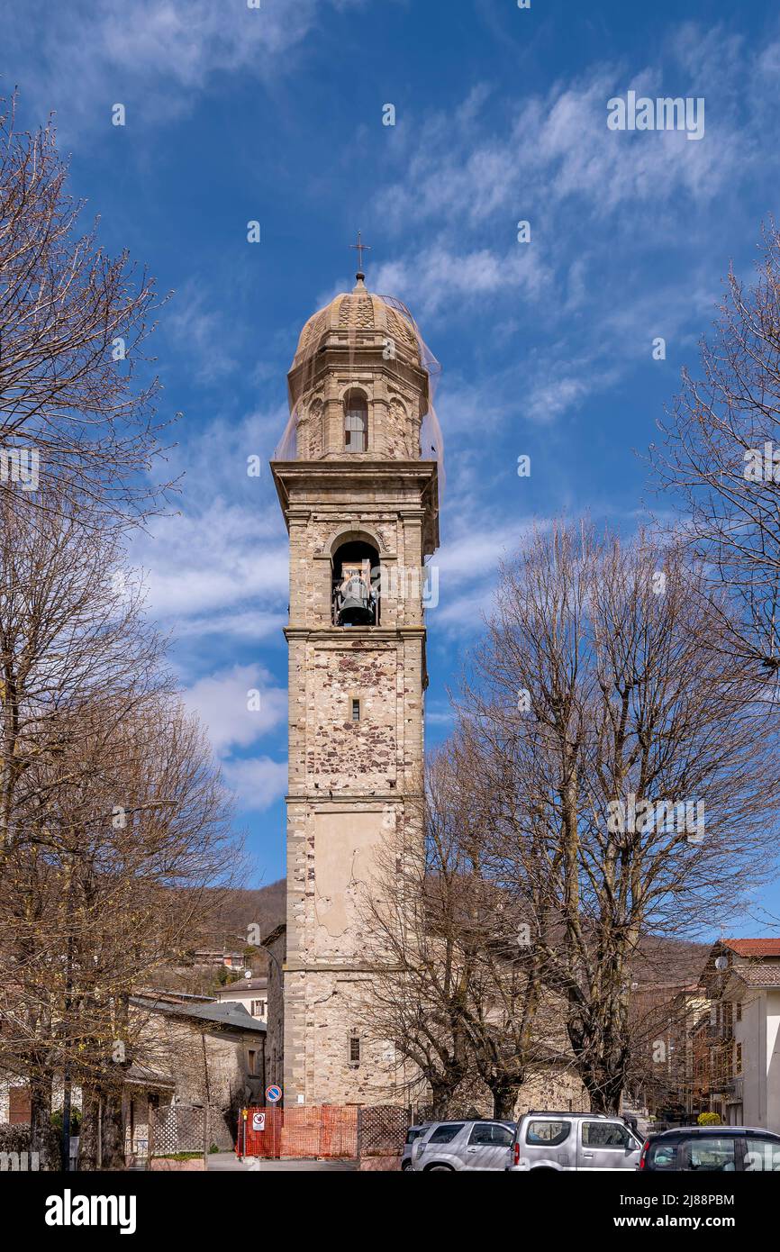 The bell tower of the ancient church of San Giovanni Battista in the ...