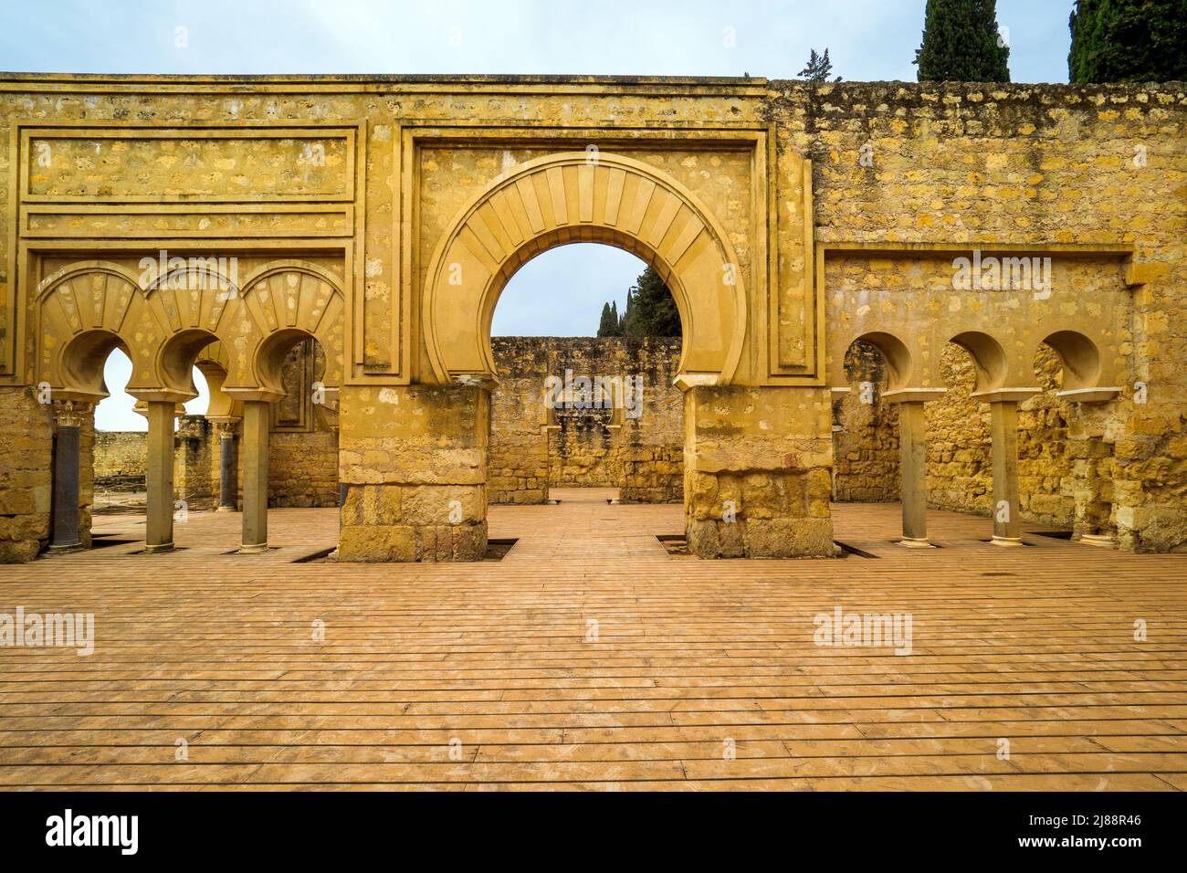 Ruins of the Upper Basilical Hall or Dar al-Jund, partly reconstructed ...