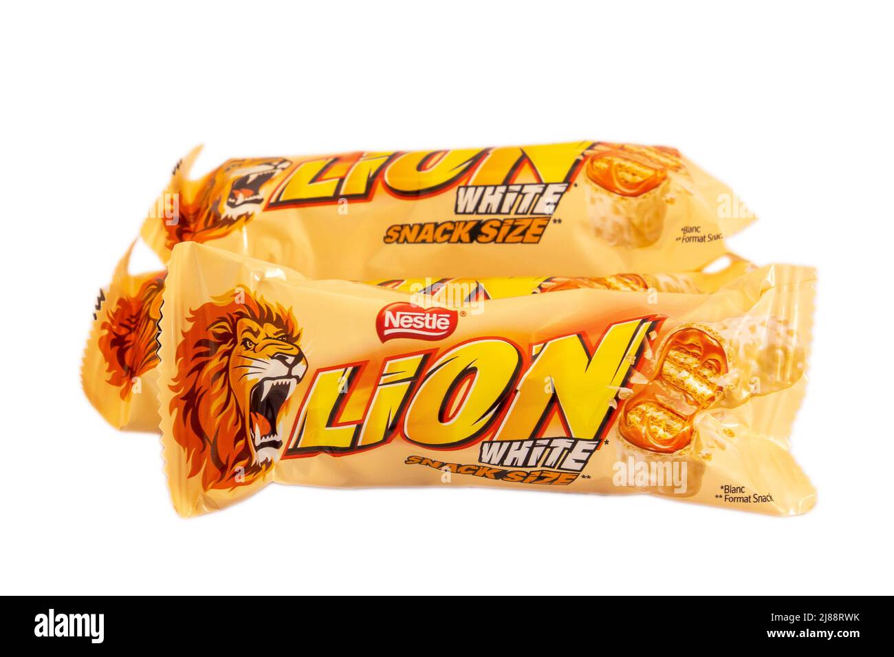 lion white snack size brand candy isolated on white background Stock ...
