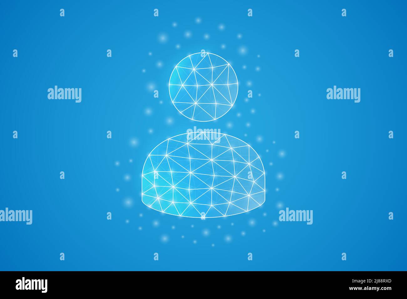 User avatar low poly symbol with white connected dots. 3d geometric ...