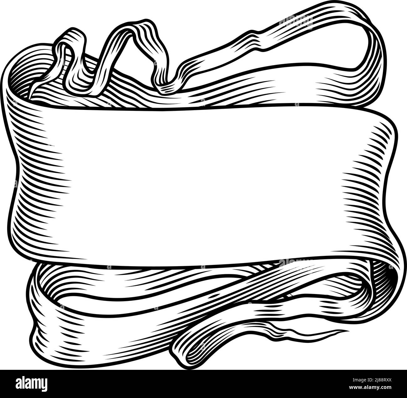 Scroll Banner Paper Ribbon Woodcut Vintage Etching Stock Vector Image ...