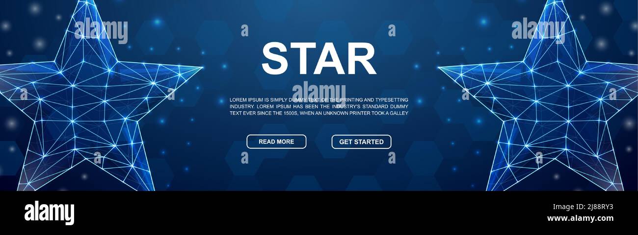 Star polygonal symbol for head promotion banner. Horizontal low poly ...