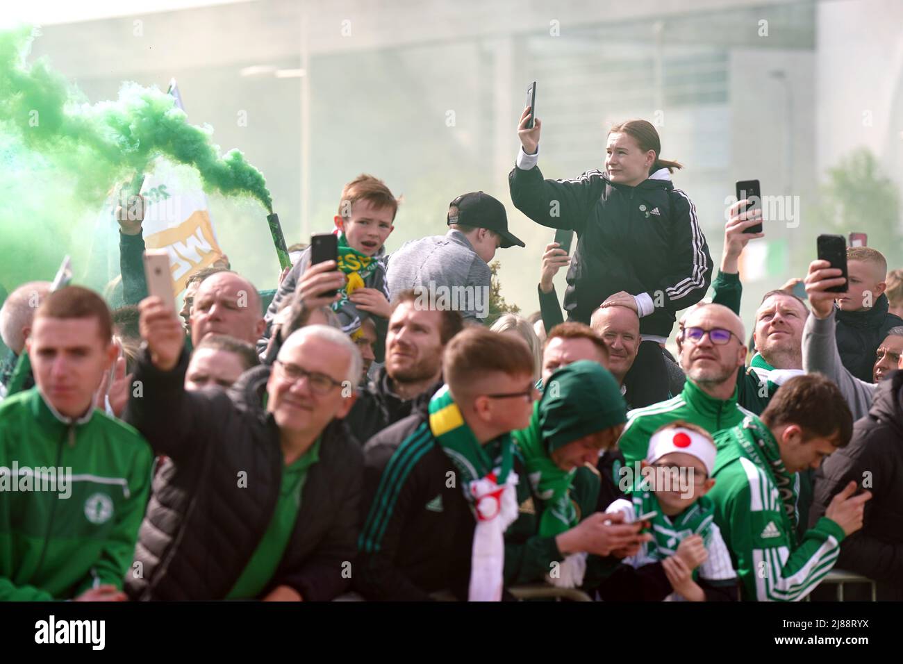 Celtic fans celebrate the team winning the league before the cinch ...