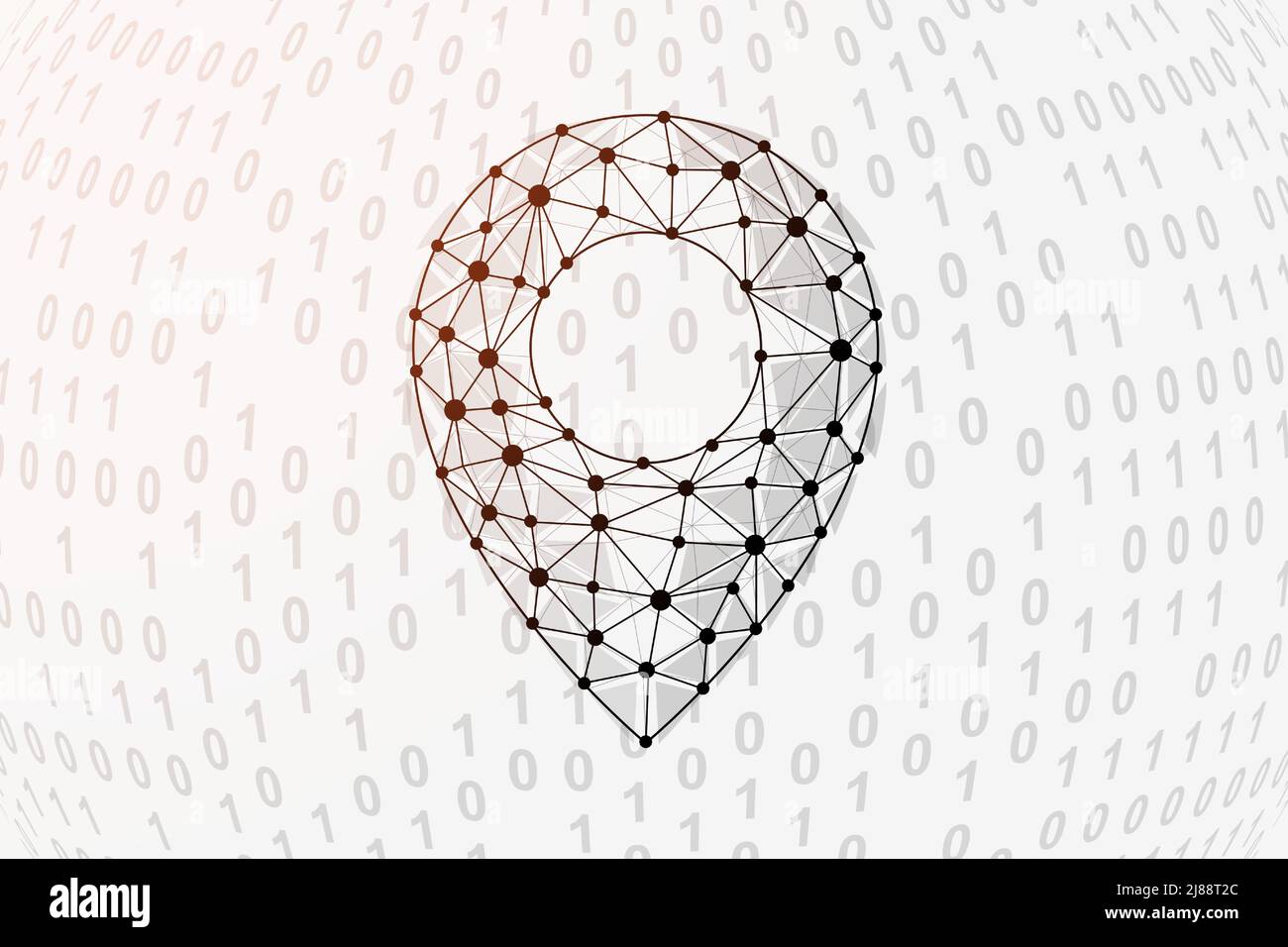 Location pin 3d low poly symbol with binary code background. Gps ...