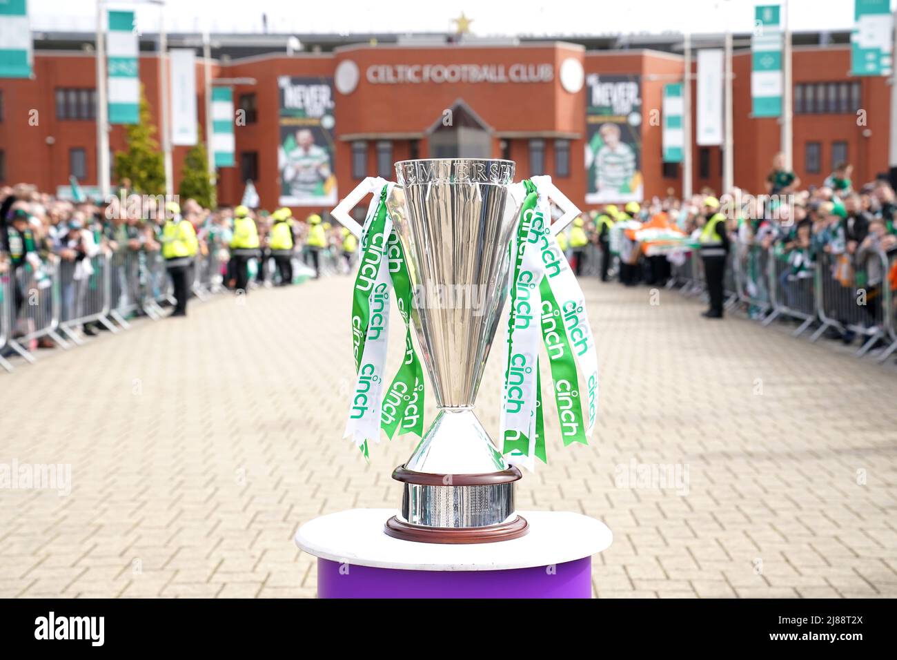 The trophy outside the stadium before the cinch Premiership match at ...