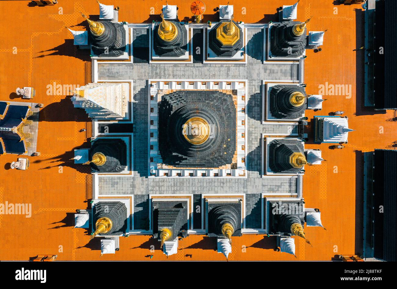 Aerial view of Wat Ban Den or Wat Banden complex temple in Mae Taeng ...