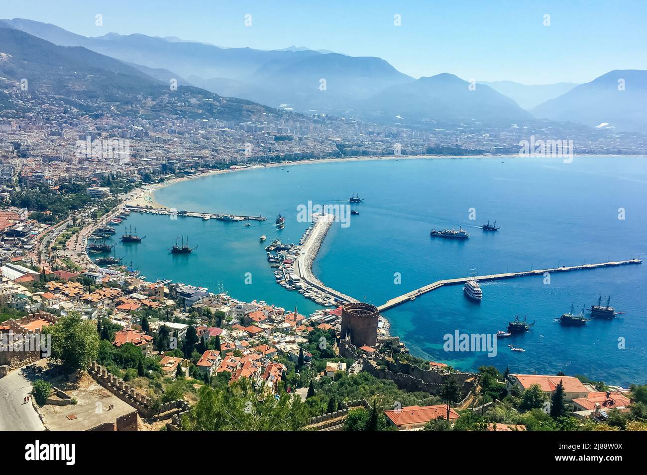 top view of the sea and piers in Alanya Stock Photo - Alamy