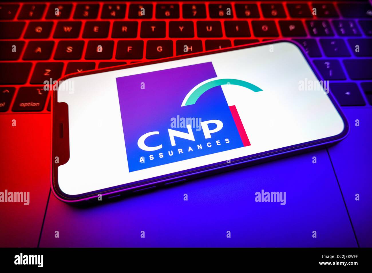 In This Photo Illustration A Cnp Assurances Logo Is Displayed On The Screen Of A Smartphone