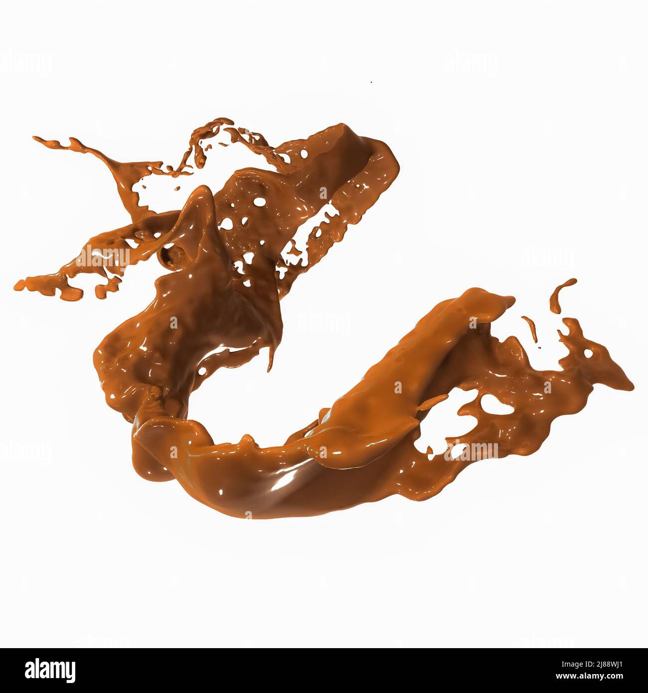 3D Rendering of Abstract Rich Coco Coffee Splash on White Background ...