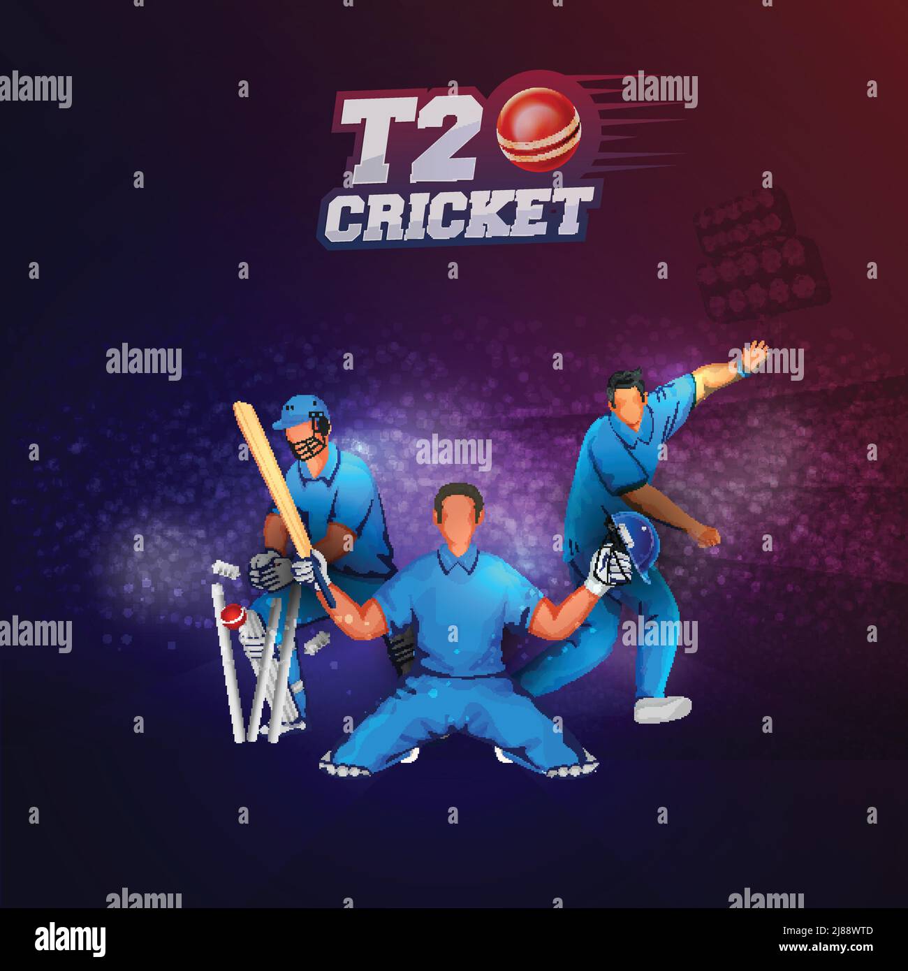 T20 Cricket Championship Concept With Faceless Cricketer Players In