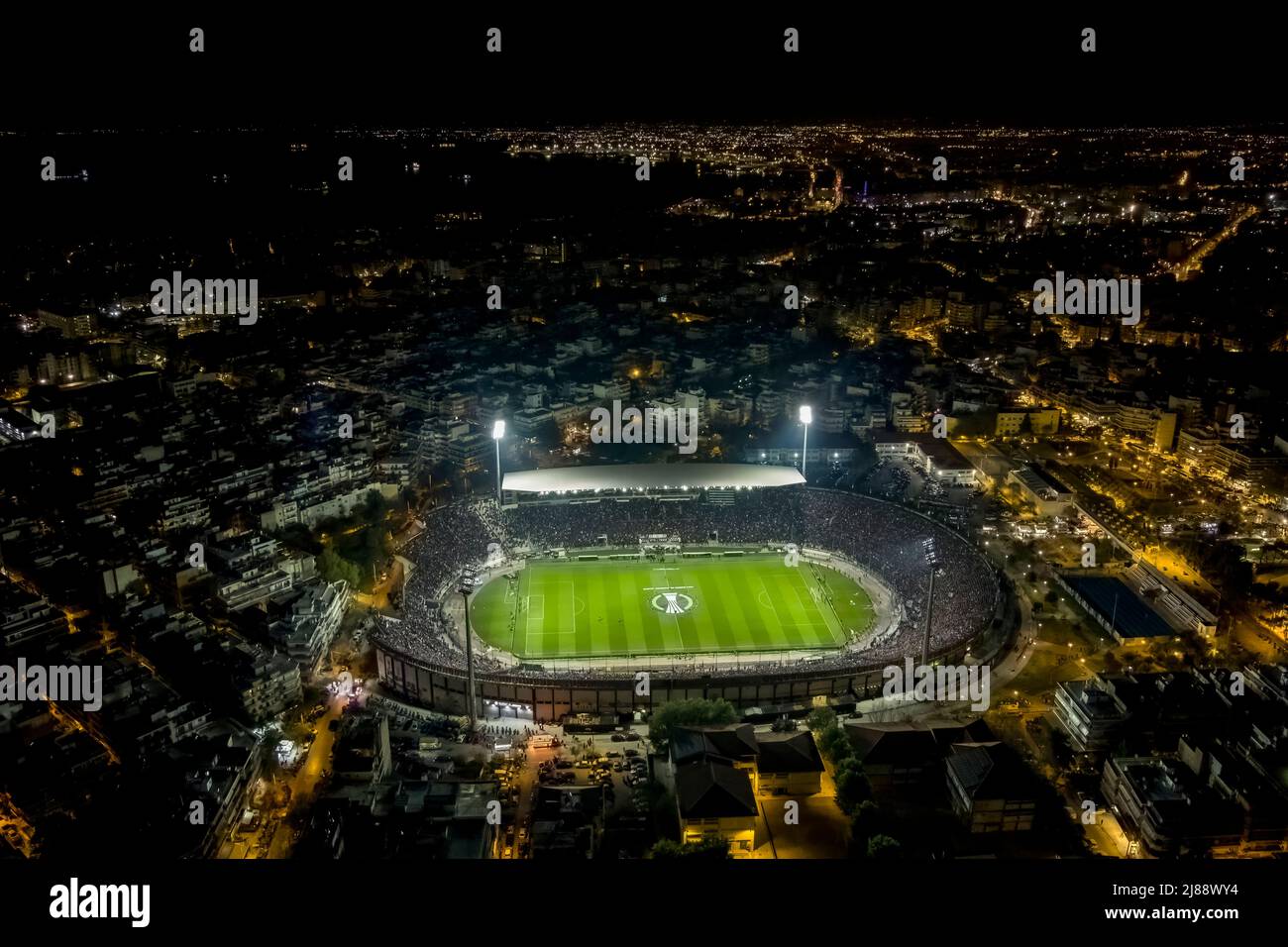 Thessaloniki, Greece, April 14, 2022: Aerial shoot of the Toumba ...