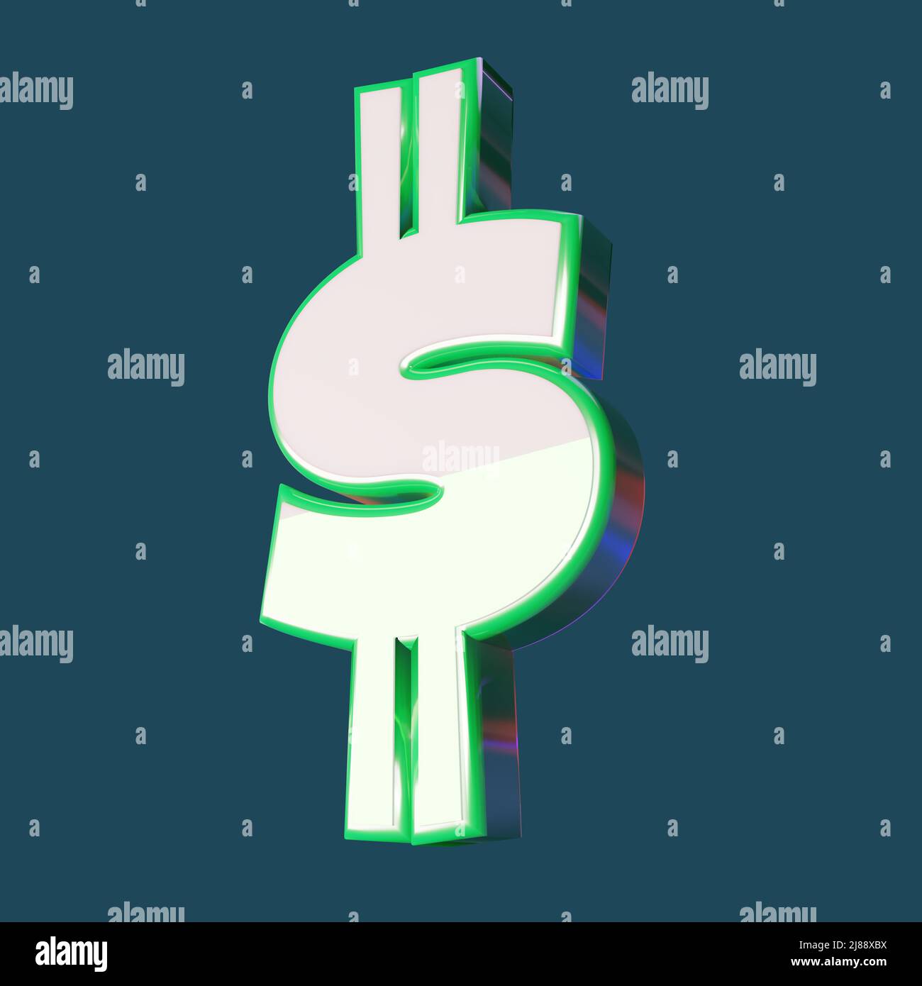 3D Glossy dollar sign. The bold dollar sign in green and white Stock ...
