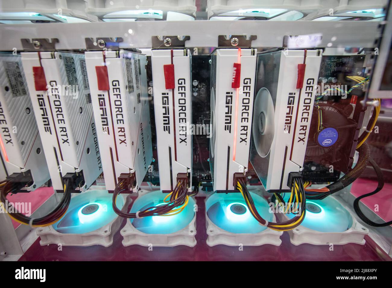 Bangkok, Thailand. 14th May, 2022. Crypto miner computer at the "atSine ...