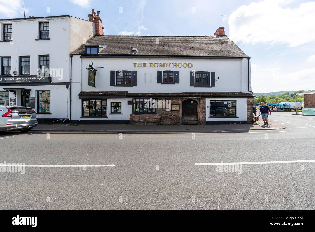 The Robin Hood pub, Britain's High Streets, Monmouth, Wales Stock Photo ...