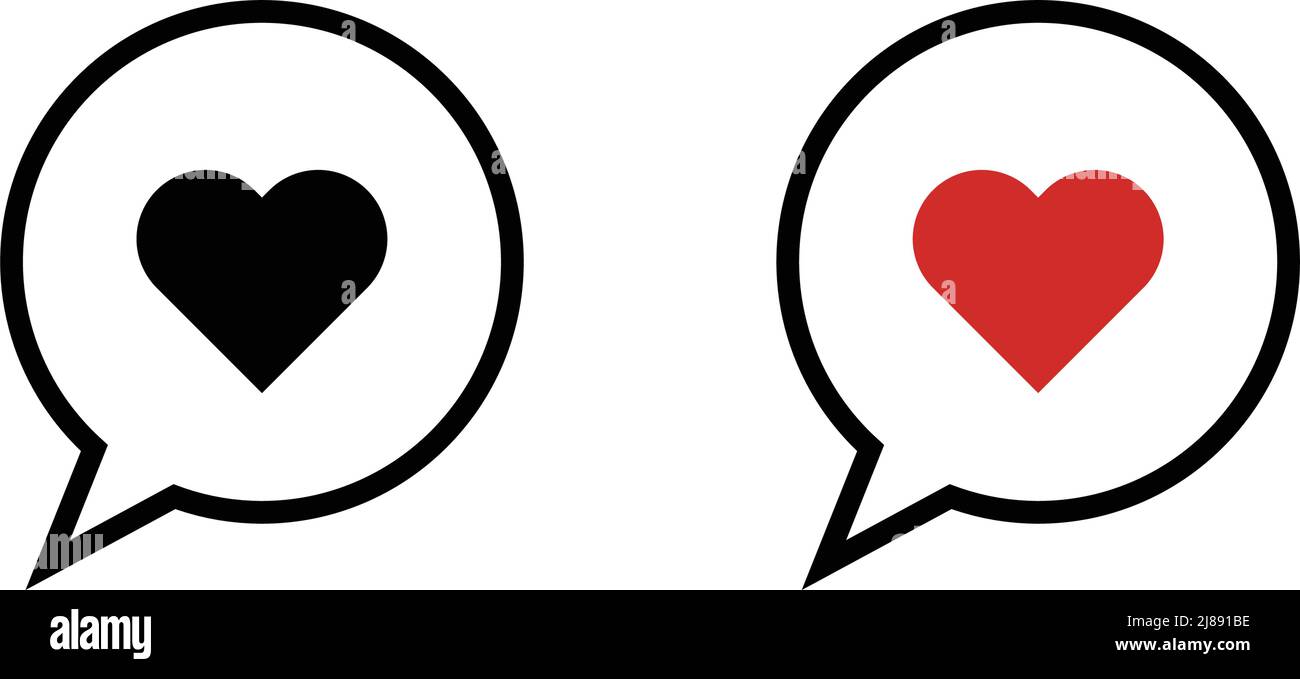 A set of icons with speech bubbles and heart marks. Editable vector ...