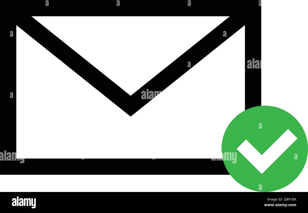 Mail icon and green check mark icon. Editable vector Stock Vector Image ...