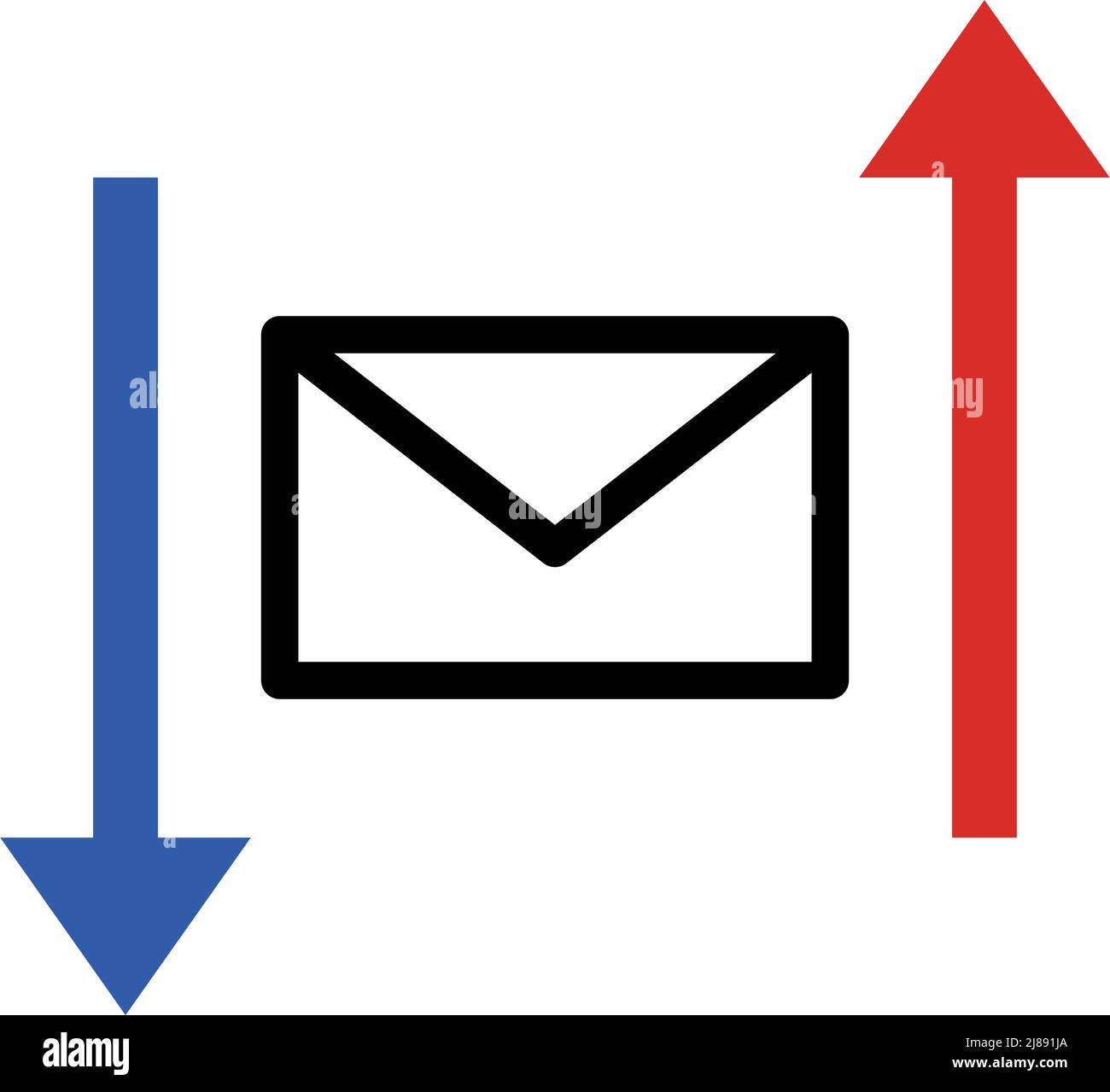 Mail icon and upload and download arrow icons. Editable vector Stock ...