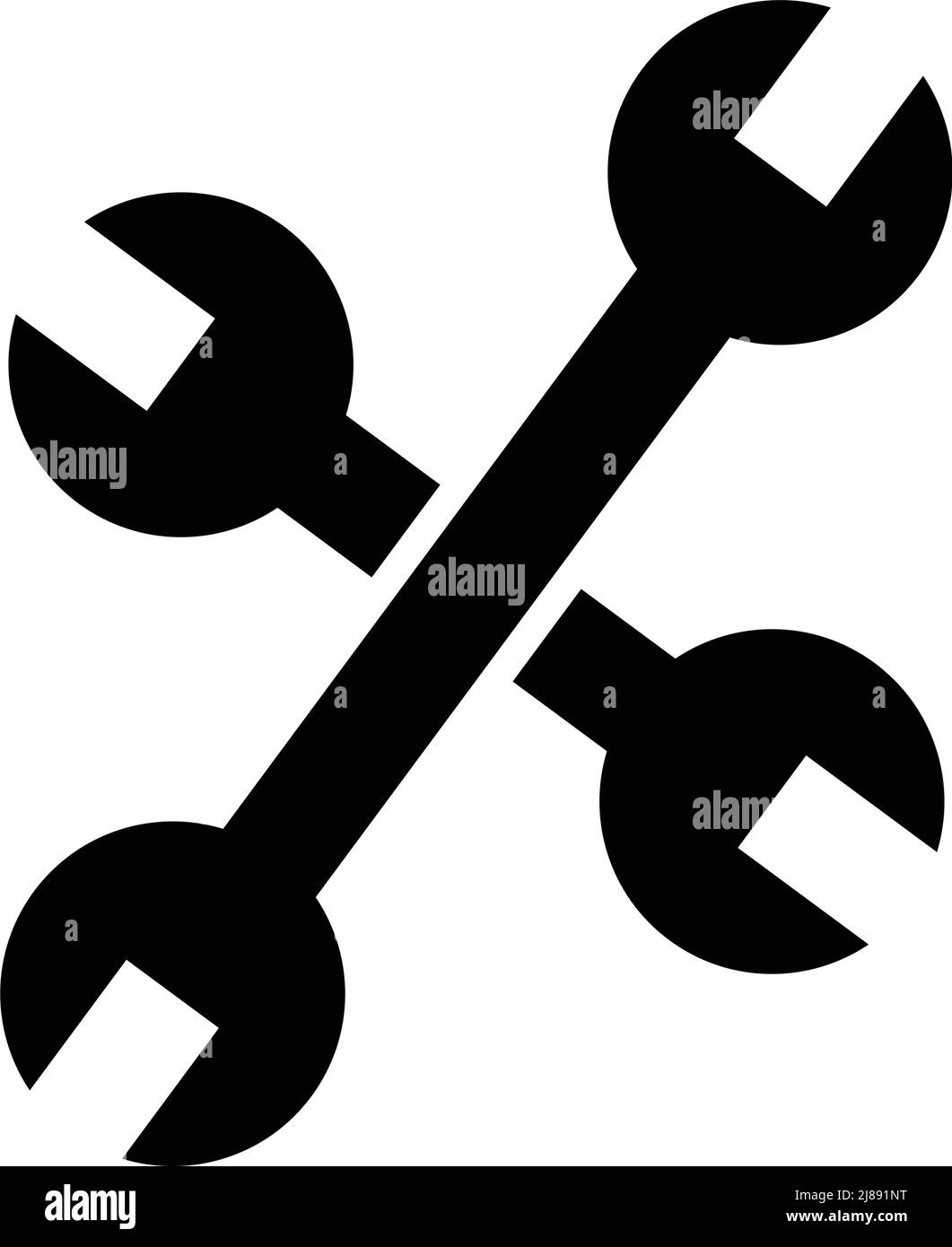 Two wrenches silhouette icon. Repair. Editable vector Stock Vector ...