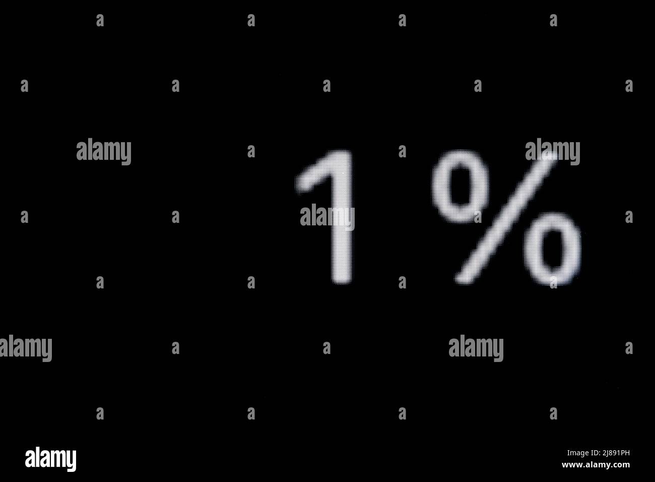 White pixel number one, 1 percent on black background Stock Photo - Alamy