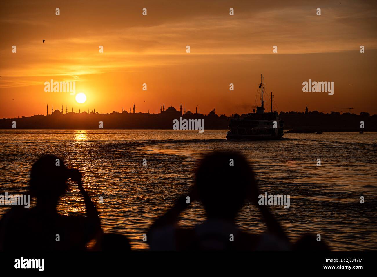 Istanbul, Turkey. 13th May, 2022. As the sun went down, silhouettes of ...