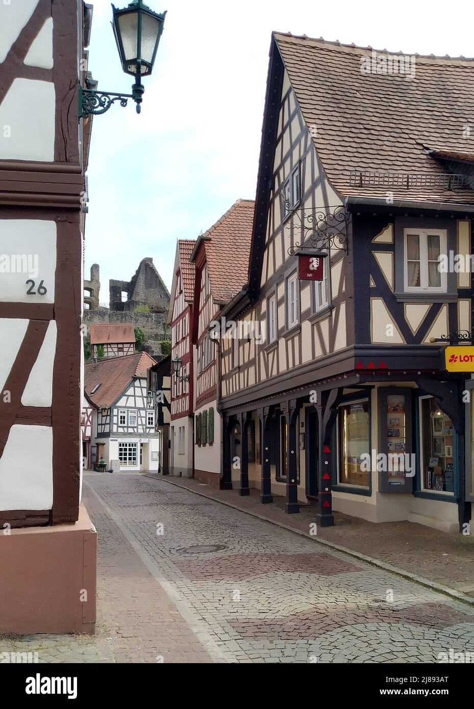 Traditional timber-frame houses along Burgstrasse in the old town ...