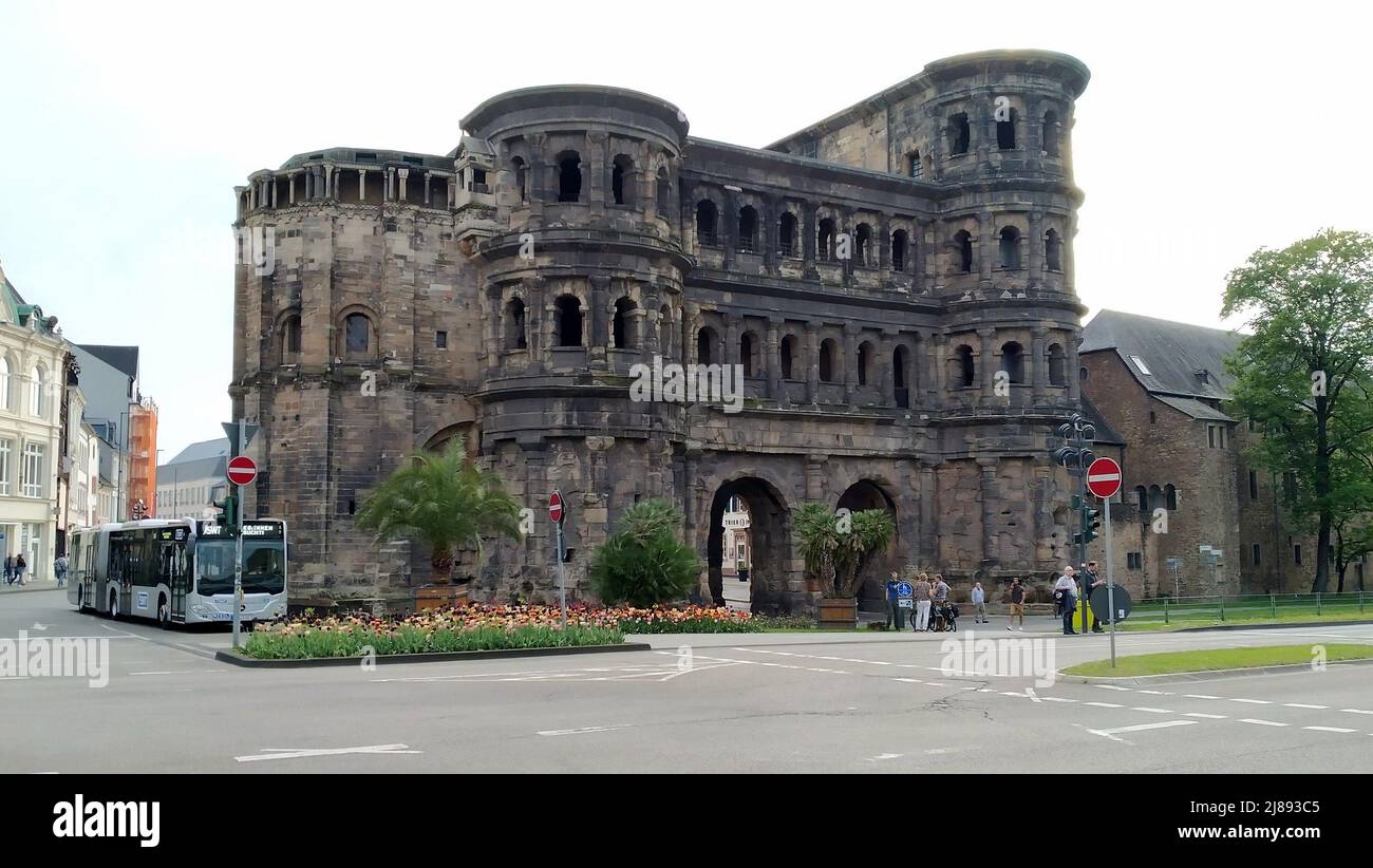 Porta Nigra, Black Gate, Roman city gate, built in grey sandstone after ...