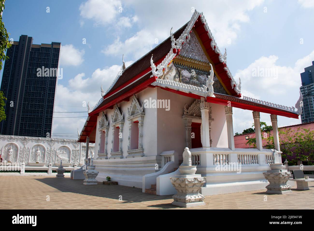 Ancient old ordination hall or antique beautiful ubosot church for thai ...