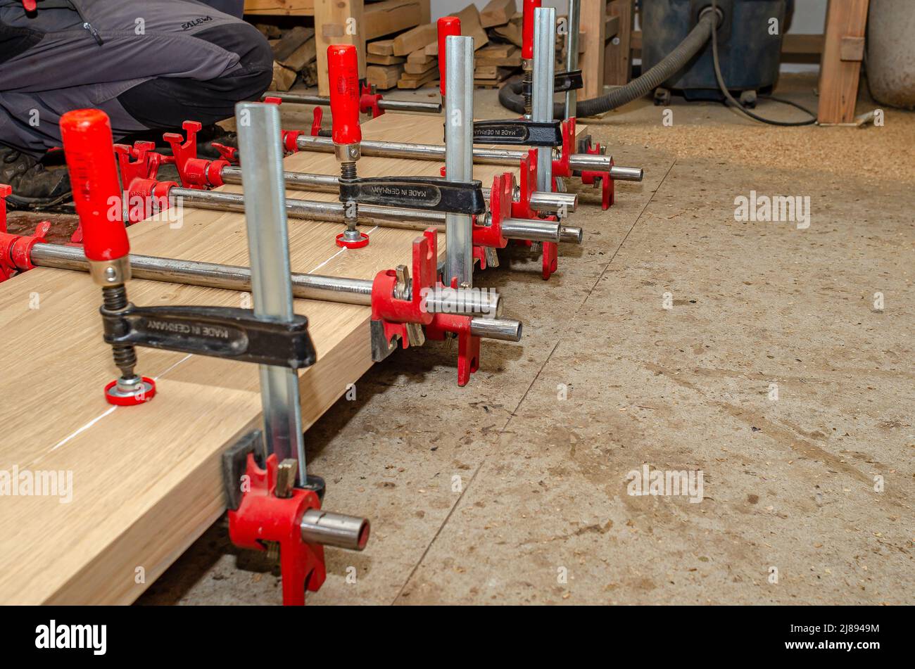 Preparing to cut wooden board. Markings on board. Joinery work Stock ...