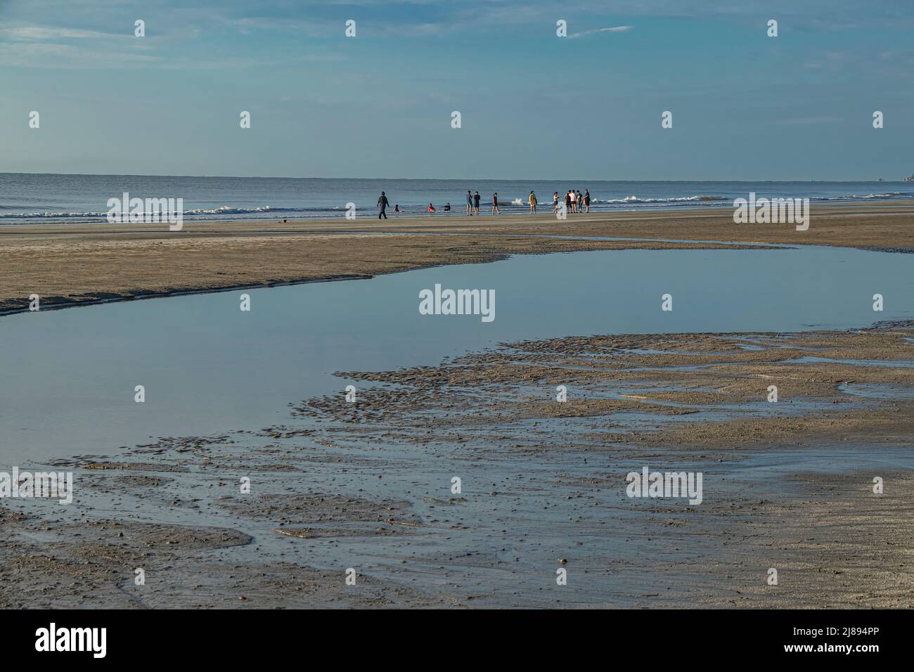 Morning view of the beach with people at Pantai Beserah Beach near ...
