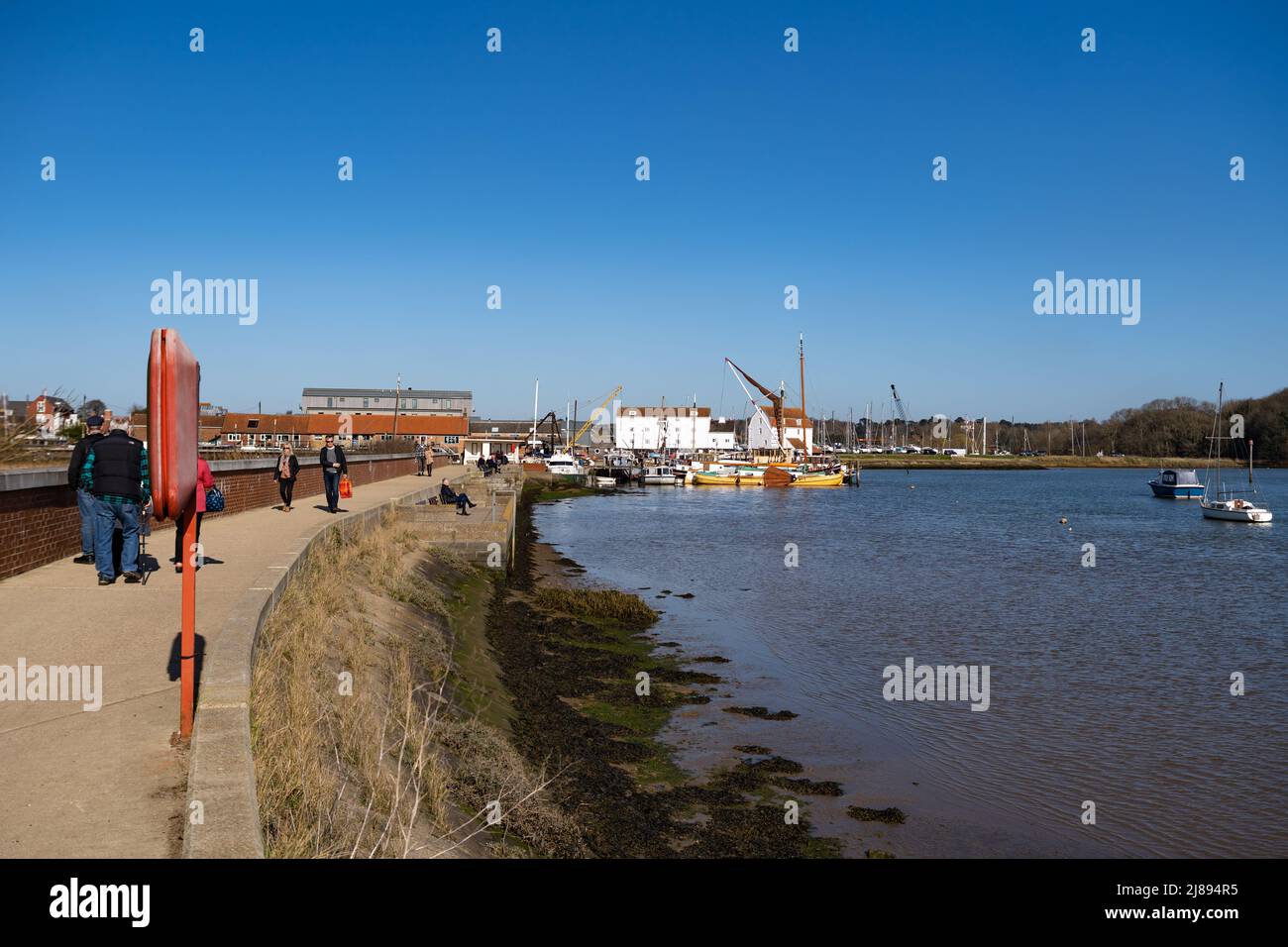 Woodbridge Suffolk UK March 18 2022: Looking downstream on the banks of ...